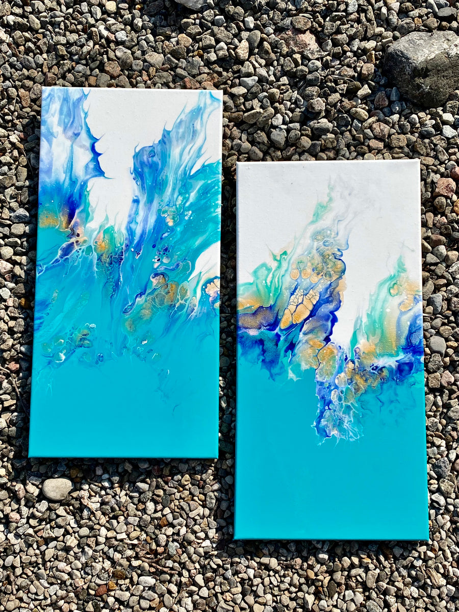 Ocean Dive | Original Art Acrylic Painting, diptych set by Norma Abou ...